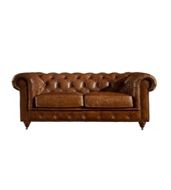 Winston Two Seat Classic Vintage Leather Chesterfield Lounge Camel Brown