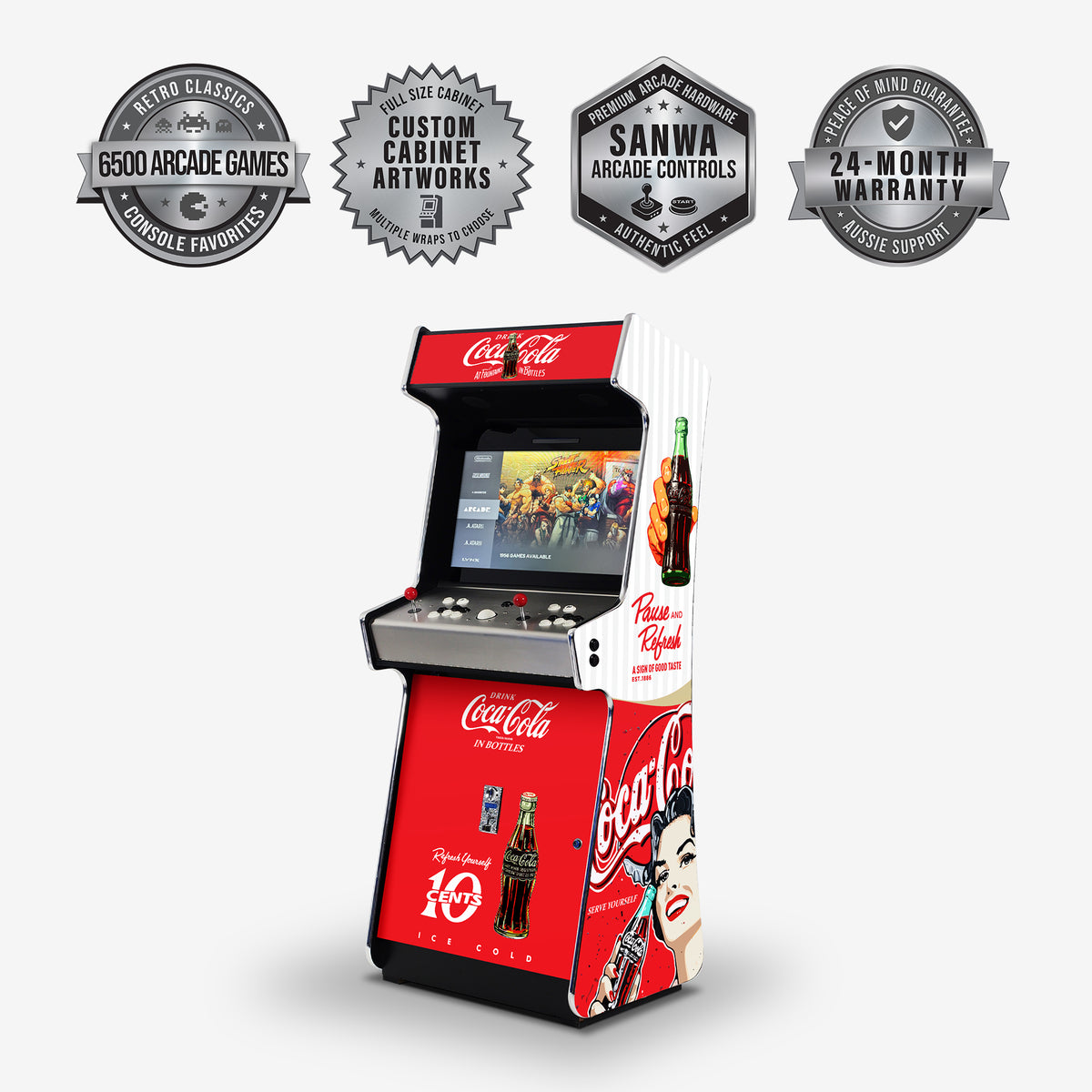 Coca-Cola Retro Upright Arcade Machine Platinum - Includes Upto 6500 ...