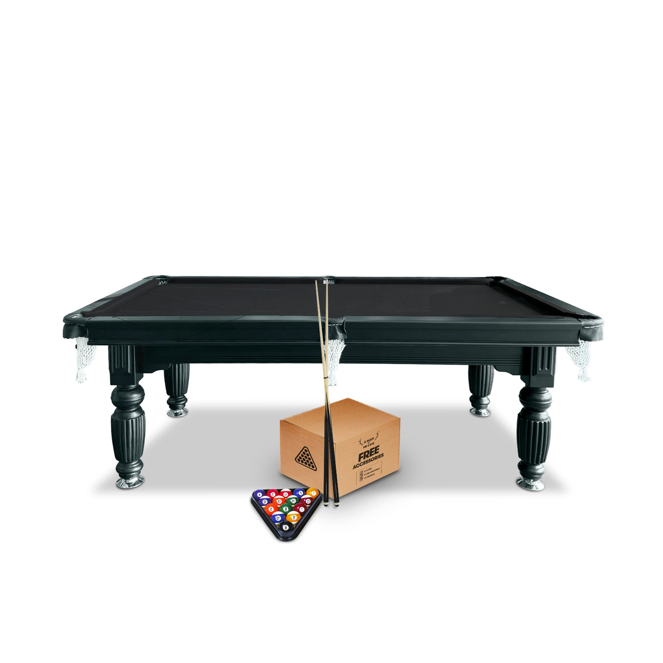 Buy a Classic 7ft Slate Pool Table | Black Frame with Blue Felt – A Man ...