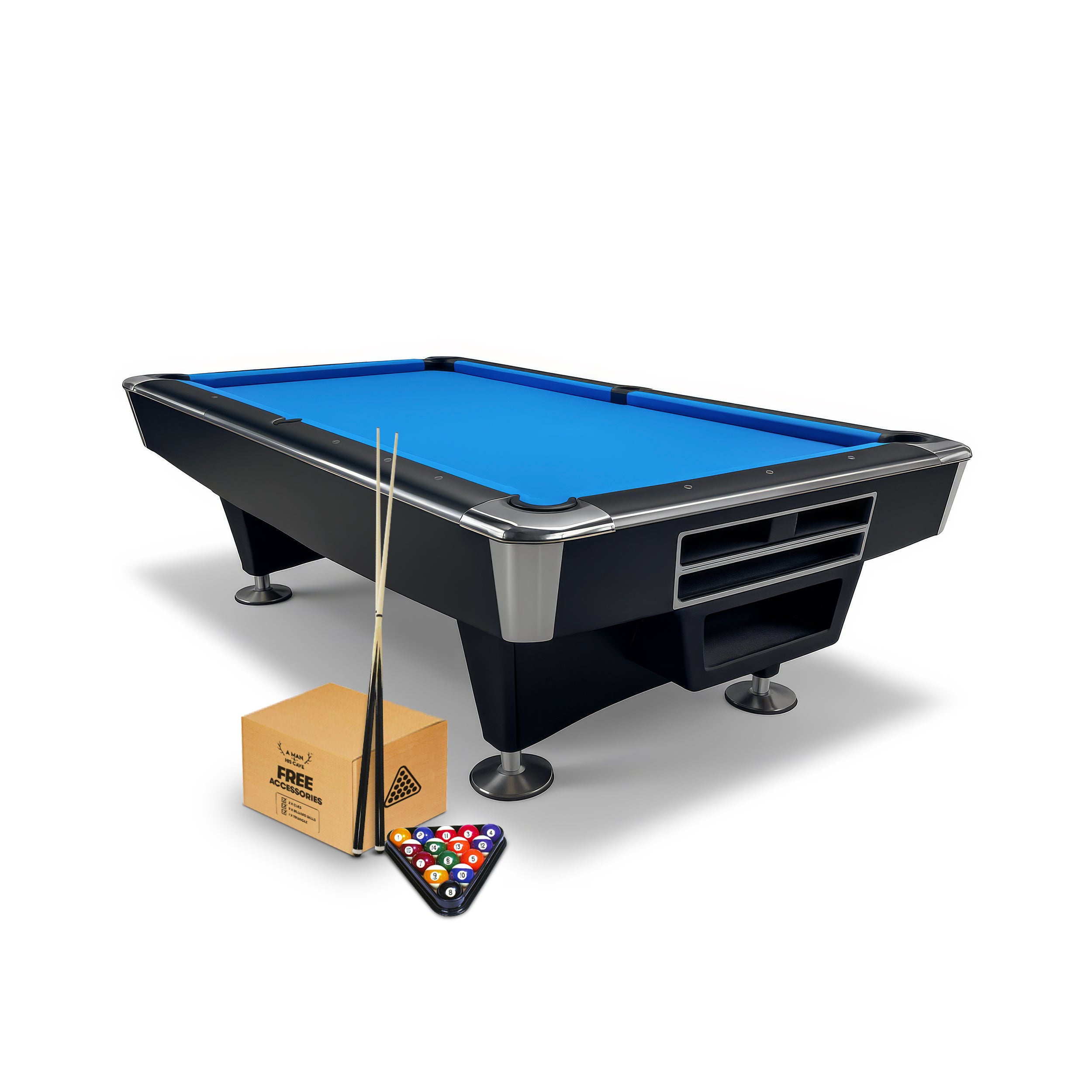 8ft American Style Pool Table | Blue Felt – A Man & His Cave