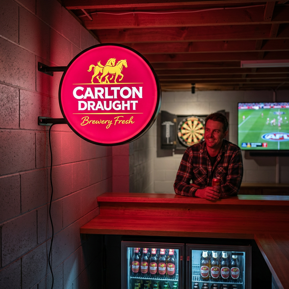 Carlton Draught Beer Bar Lighting Wall Sign Light LED – A Man & His Cave
